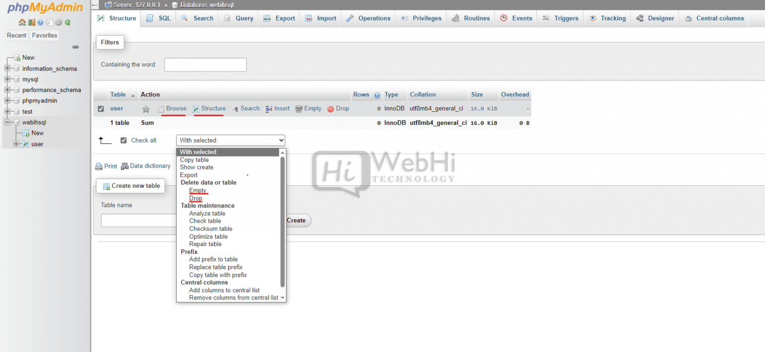 Mysql Database Management With Phpmyadmin Tutorial And Documentation